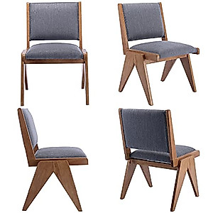 VESCASA Upholstered Dining Chairs with Wood Legs, Linen Mid-Century Modern Padded Dining Chairs with Cushion Back for Dining Room, Kitchen, Set of 2, Grey