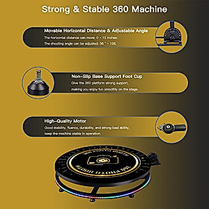 360 Photo Booth Machine for Parties 39.4"(100cm) with Flight Case Custom Logo 3-5 People to Stand Software APP Control, FUTOBOOZ 360 Video Camera Booth Selfie Platform Spin 360 Automatic Slow Motion