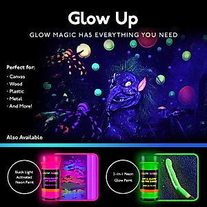 individuall Glow in The Dark Paint - Set of 8, 20 mL Reflective Acrylic Paints for Outdoor and Indoor Use on Canvas, Walls and Ornament Painting - Phosphorescent, Easter Egg Painting Decoration