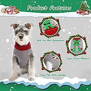 SGQCAR 4Pieces Ugly Christmas Dog Sweater with Scarf and Hairpin Xmas Pet Dog Winter Knitwear Elf Dog Clown Sweater Holiday and Party for Small Medium Dogs Cat