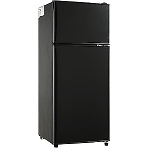 Fcicarn 3.5 Cu. Ft. Compact Refrigerator, Energy efficient mini fridge with freezer, double doors, 7-level thermostat for small spaces, Black