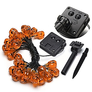 Hann Solar String Lights, 30 LEDs Pumpkin Waterproof Outdoor Halloween String Lights Solar Powered Globe Fairy String Lights for Garden, Yard, Home, Landscape,Christmas Party (2 Pack)