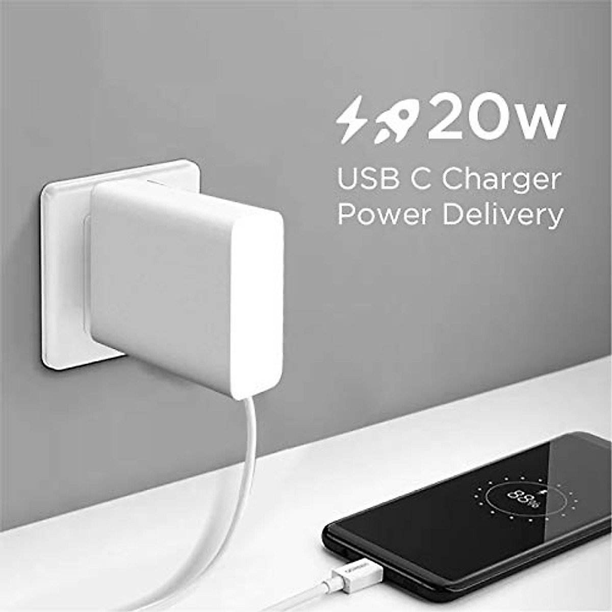 USB C Charger, 20W Fast Type C Charger with PD 3.0, Durable USB Wall Charger Block, Compact Power Adapter for Majority of Mobile Phone Models