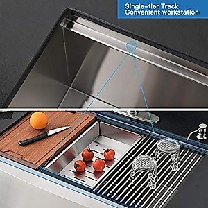 33 Inch Farmhouse Sink Workstation-Bokaiya 33x22 Stainless Steel Farm Sink Apron Front Workstation Kitchen Sink 16 Gauge Single Bowl Deep Kitchen Sink with Cutting Board