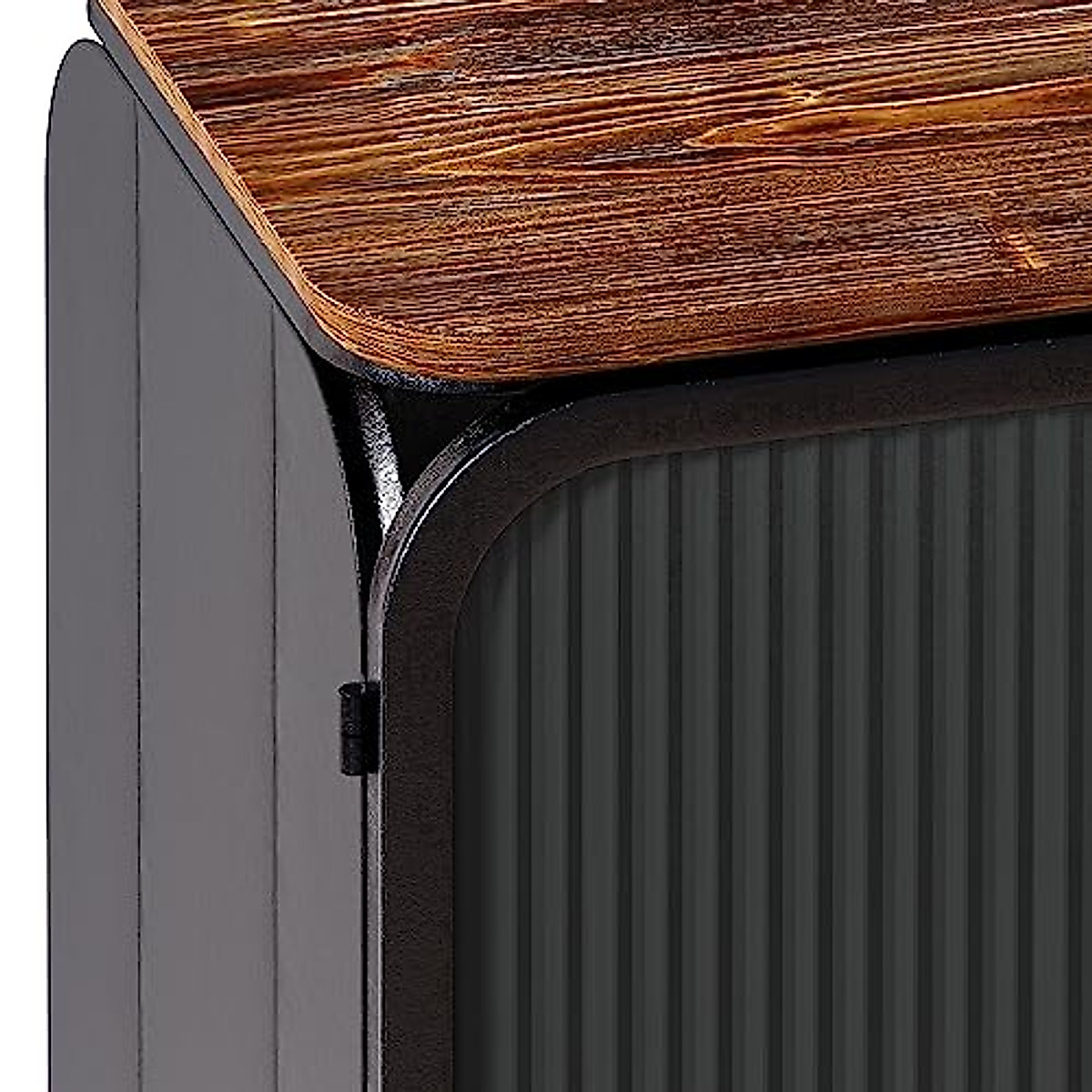 Voohek Modern 2 Fluted Tempered Glass Doors, Featuring Three-Tier, Unique Fir Top, for Living, Dining Room, Black+Brown Storage Cabinet