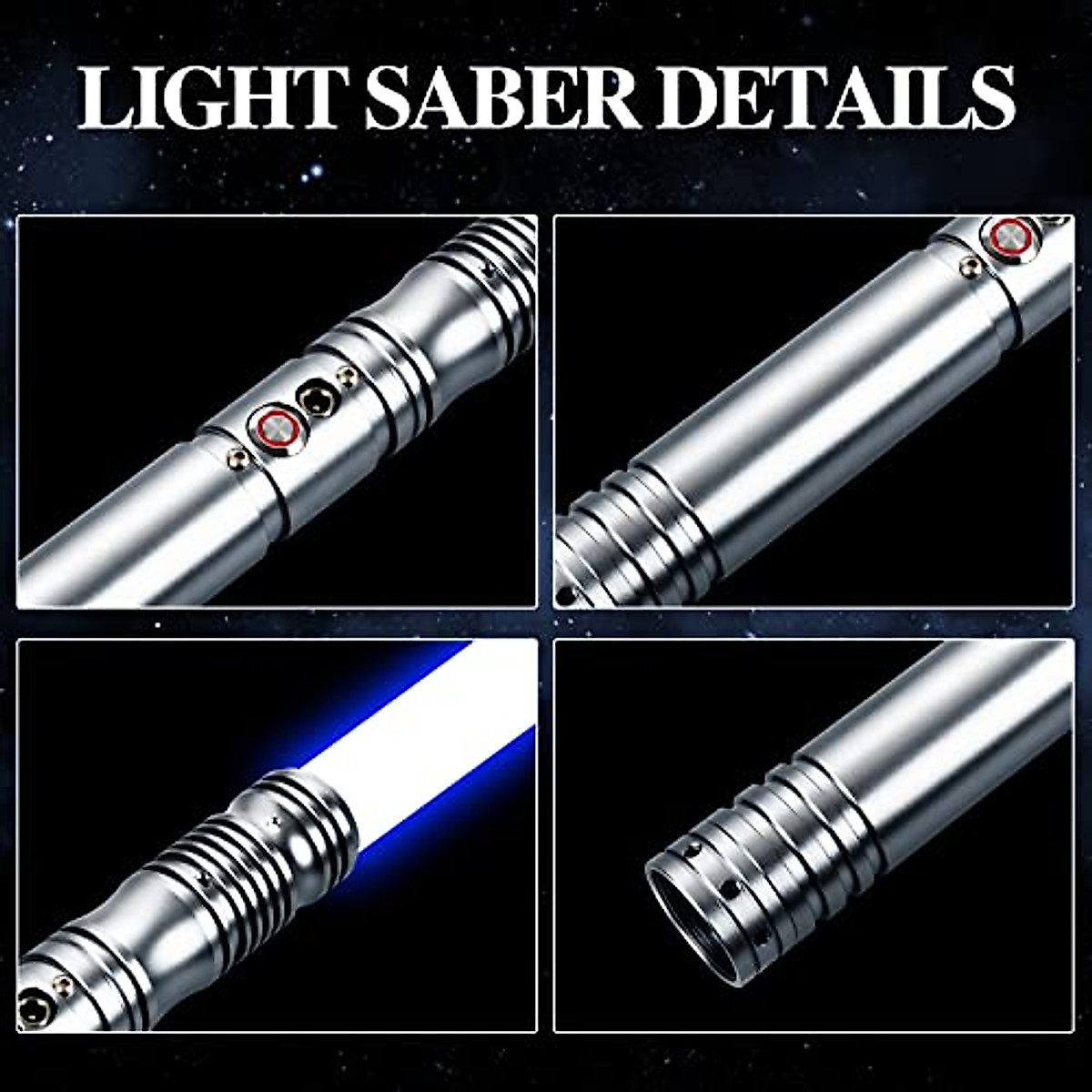 Dueling Light Saber RGB 12 Colors Light Sabers - Metal Hilt Black Series Sabers for Adults Cosplay Party, Birthday Gift, 9 Sound Fonts, FOC, Support Real Heavy Dueling (Gun)