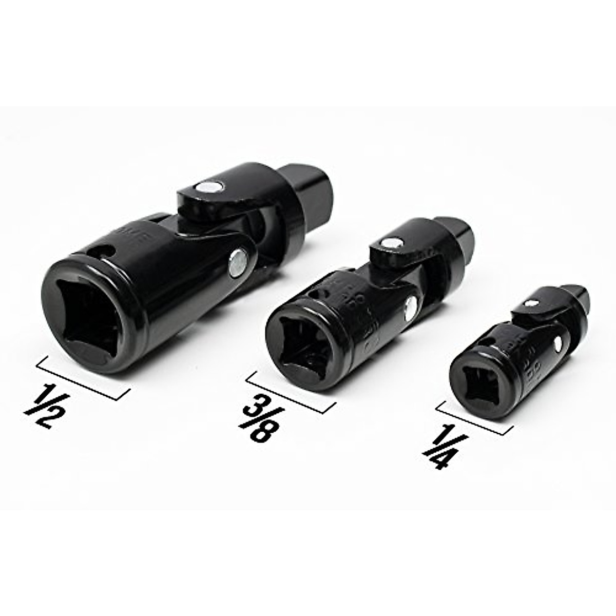 Bastex Black Complete Impact Universal Joint Set, Made of CR-V Steel. 3 Universal Joint Socket Piece Swivel Set. Wobble Elbow Extension Sets