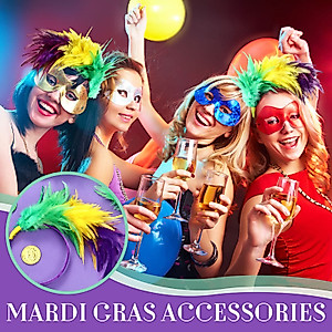 Tarpop 3 Pcs Feather Fascinator Headbands Mardi Gras 1920's Women's 20s 50s Hat Tea Party Cocktail Wedding Headpiece for Women Kentucky Headpiece Derby Headband Hat, Birthday Party Gifts