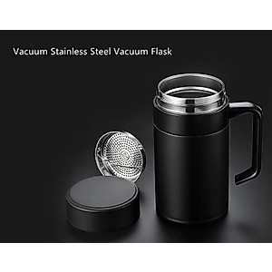 14 oz Coffee Mug, Vacuum Insulated Office Thermos Cup, Stainless Steel Camping Coffee Cup with Handle and Lid, Travel Tumbler Cup for Hot & Cold Drinks