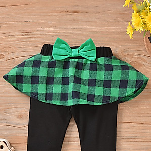 Aalizzwell Baby Girl St. Patricks Day Outfit, Infant Girls St Paddys Day Bodysuit Pants Shamrock Clover Clothes 6-12 Months Black