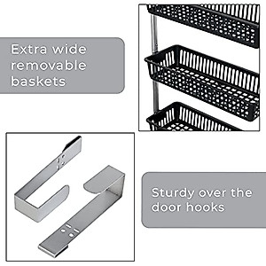 Smart Design Over-the-Door Organizer for Storage – Perfect for Pantry Organization, Bedroom, Bathroom Storage, Playroom, or Kitchen - Adjustable Steel Frame with 8 Baskets & Wall Mount – Black