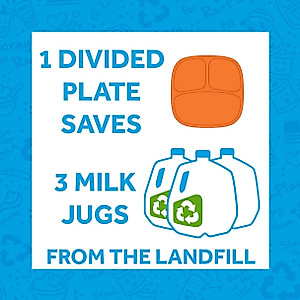 Re-Play - 4 Pack 7.37" Divided Plates with Deep Sides for Baby, Toddler & Child Feeding - BPA Free - Made in USA from Recycled Milk Jugs - Princess