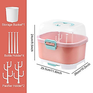 Baby Bottle Holder, Portable Large Capacity Toddler Bottles Storage Box with Lid Cover Anti-Dust Protection and Cutlery Storage Baby Bottle Drying Rack for Baby at Home Kitchen Travel Outdoors(2#)