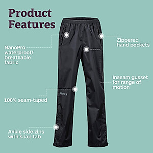 MARMOT Kid's PreCip Eco Pant | Lightweight, Waterproof Pants for Kids, Ideal for Hikes, Field Trips, Camping, 100% Recycled, Black, X-Small