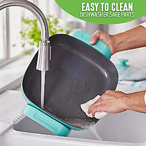 12" Ceramic Nonstick Electric Skillet - Square with Glass Lid, Dishwasher Safe, Turquoise