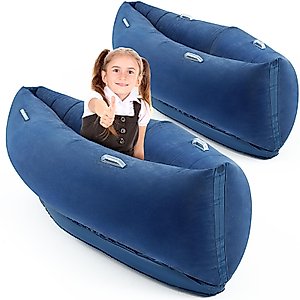 Maitys 2 Pack 60'' Comfy Peapod Sensory Chair for Kids with Autism Calming Corner Inflatable Sensory Peapod Compression Boat Lounger for Calm Down Corner Supplies(Blue)