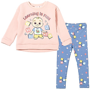 CoComelon JJ Toddler Girls Pullover Fleece Sweatshirt and Pants Set Blue/Pink 3T