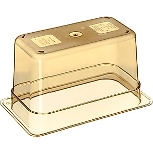 Carlisle FoodService Products StorPlus High-Heat 1/6-Size Food Pan, 6 Deep Food Storage Container with 4 Quart Capacity, High Heat Plastic, 1/6 Size, Amber, (Pack of 6)