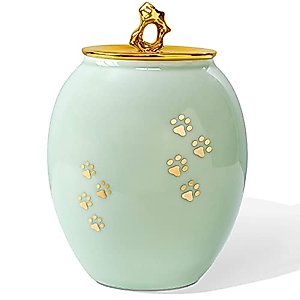 LINES ARTE Medium Pet Urns for Dogs Ashes, Ceramics Pet Urn for Dog Ashes, Cat Dog Urns for Ashes (Paw Prints)