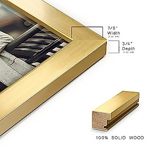 Renditions 6x8 inch Solid Wood Picture Frame, High Definition Glass and High-end Modern Style Ready for Wall and Tabletop Photo Display, Gold Frame