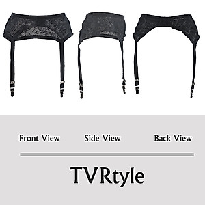 TVRtyle Women's Mysterious Sexy Black 4 Vintage Metal Clips Garter Belts for Stockings (Small)