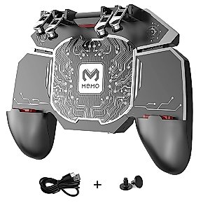 PUBG Mobile Controller Radiator Fast Cooling Phone Gamepad 4 Trigger 6 Finger Operation - L1R1/L2R2 for iPhone, Samsung, Oneplus, Pixel, compatible with CoD Warzone Mobile, Fortnite, Powered by USB C