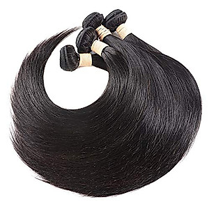 Brazilian Virgin Straight Hair 4 Bundles 14 16 18 20 Inch 100% Unprocessed Human Hair Bundles Straight Hair Extensions Double Strong Weft