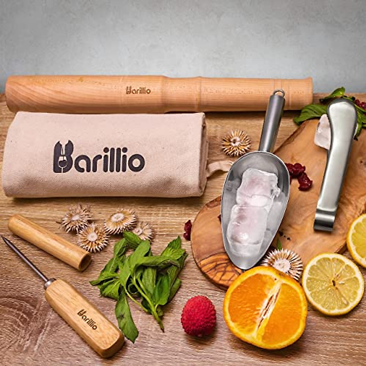 Cocktail Shaker Set Bartender Kit by BARILLIO: Complete Bar Tool Set | Stainless Steel Barware Essentials, Premium Mixology Gear