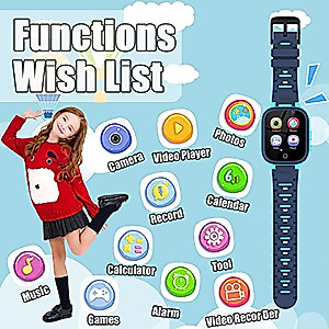PTHTECHUS Smart Watch Toys for Kids - Boys Girls Smartwatch with 14 Games Music MP3 Player HD Selfie Camera Flashlight Calculator Calendar Alarm Timer 12/24 Hours for 4-12 Years Old Students