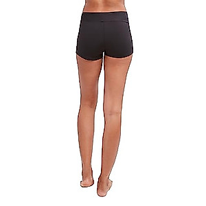 Nautica Women's Standard Mid-Rise Flattering Wide Waistband Boy Leg Bikini Bottom Swimsuit, Black, Small