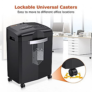 Bonsaii 16-Sheet Paper Shredder for Office, 40-Minute Home Office Heavy Duty Shredder, Crosscut Shredders for CD, Credit Card, Mails, Staple, Clip, with 4 Casters & 5.3 Gal Pullout Basket (C267-A)