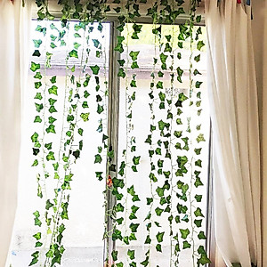 Gooteff 84 Ft Fake Plants Artificial Ivy Leaf Greenery Garland Plants Fake Hanging Vine Garland Fake Leaves for Party Garden Office Christmas Wedding Wall Home Decor（12 Pack）