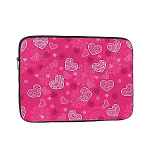 Pink Bright Heart Pattern 13 inch Portable Laptop Sleeve Compatible with MacBook Air Notebook Computer Case for Men Women College School Students