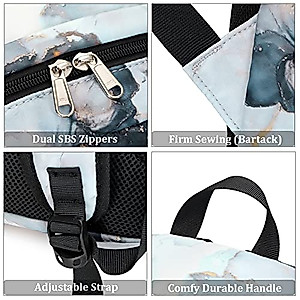 JIANYA Backpack for Teen Girls Boys School Backpack with Lunch Box Marble Kids Book Bag Schoolbag