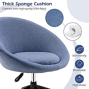 Giantex Home Office Chair, Swivel Desk Chair w/Round Back, Height Adjustable Task Chair w/Flexible Casters, Rolling Computer Chair for Study Room, Bedroom, Make-up Room, Blue