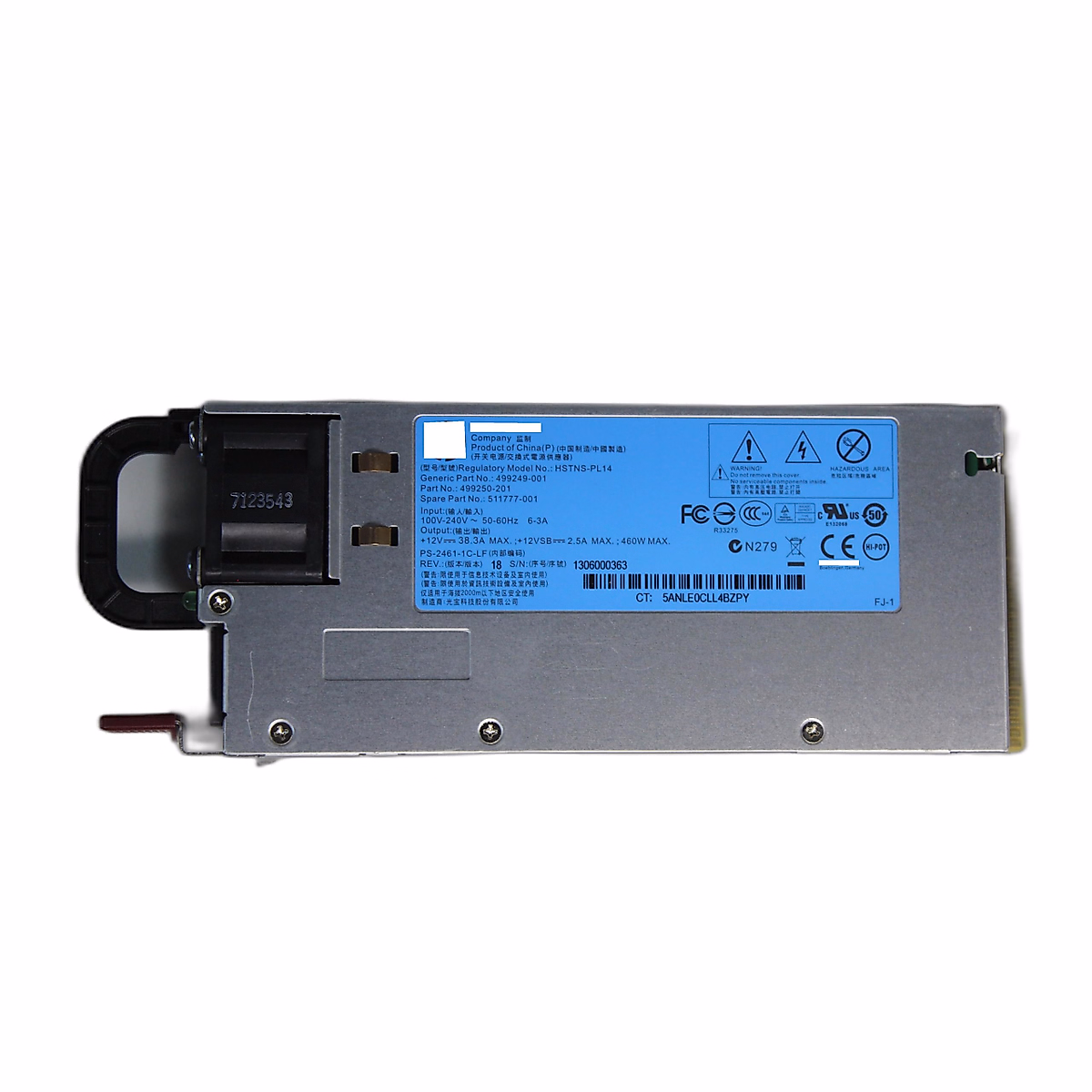 HP DL380P G8 460W Hot-Plug Power Supply 511777-001 499249-001 499250-201