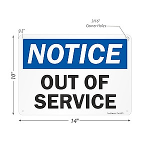 SmartSign "Notice - Out Of Service" Sign | 10" x 14" Aluminum