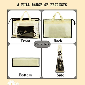 fazhongfa 2PCS Dust Bags for Handbags Clear Purse Storage Organizer Non-Woven Hanging Bag Closet with Zipper and Handle (X-Large, Cream Color)