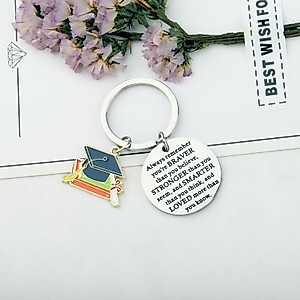 WSNANG Graduation Gift Always Remember You Are Braver Stronger Smarter Than You Think Keychain Inspirational Graduates Gift (Graduation Keychain)