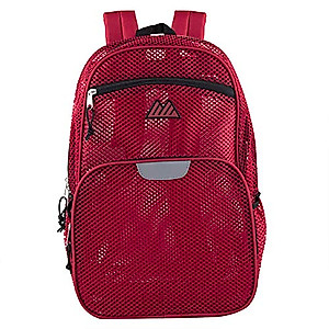 Collapsible Mesh Backpacks for Adults, School, Beach - Backpack with Reflective Strip and Wire Frame for Support (Red) Large