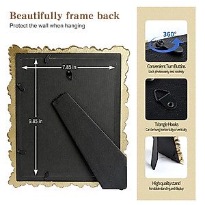 MOMLKFDAY Gold 8x10 Picture Frames Vintage Photo Frame Rose Gold Flower Leaf with Glass Front Antique Picture Frame for Tabletop Wall Hanging (Gold Leaf-8x10)