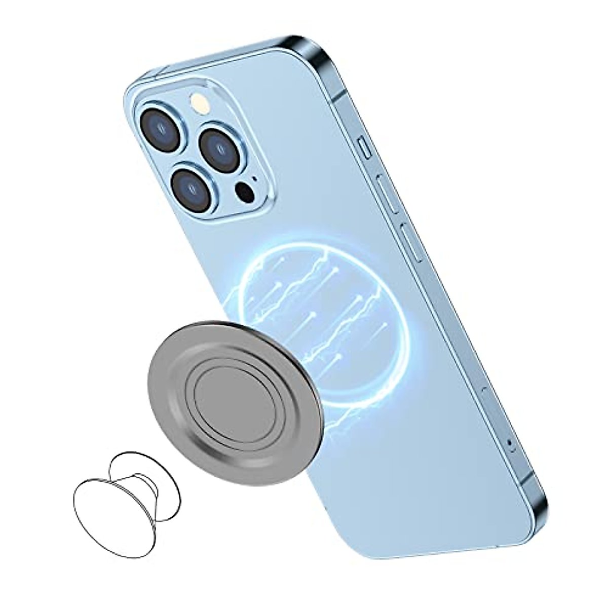 AUROX Compatible with MagSafe Base for iPhone 14 13 12 Magnetic Base Plate【Base Only】 Intended for Pop Socket Grip and Phone Ring Holder【Removable Wireless Charging】(Grey)