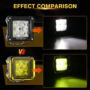 Auxbeam 3 Inch Amber Off-Road Light Cover, Waterproof Polycarbonate Protective Lens for LED Cube Lights Driving Fog Light