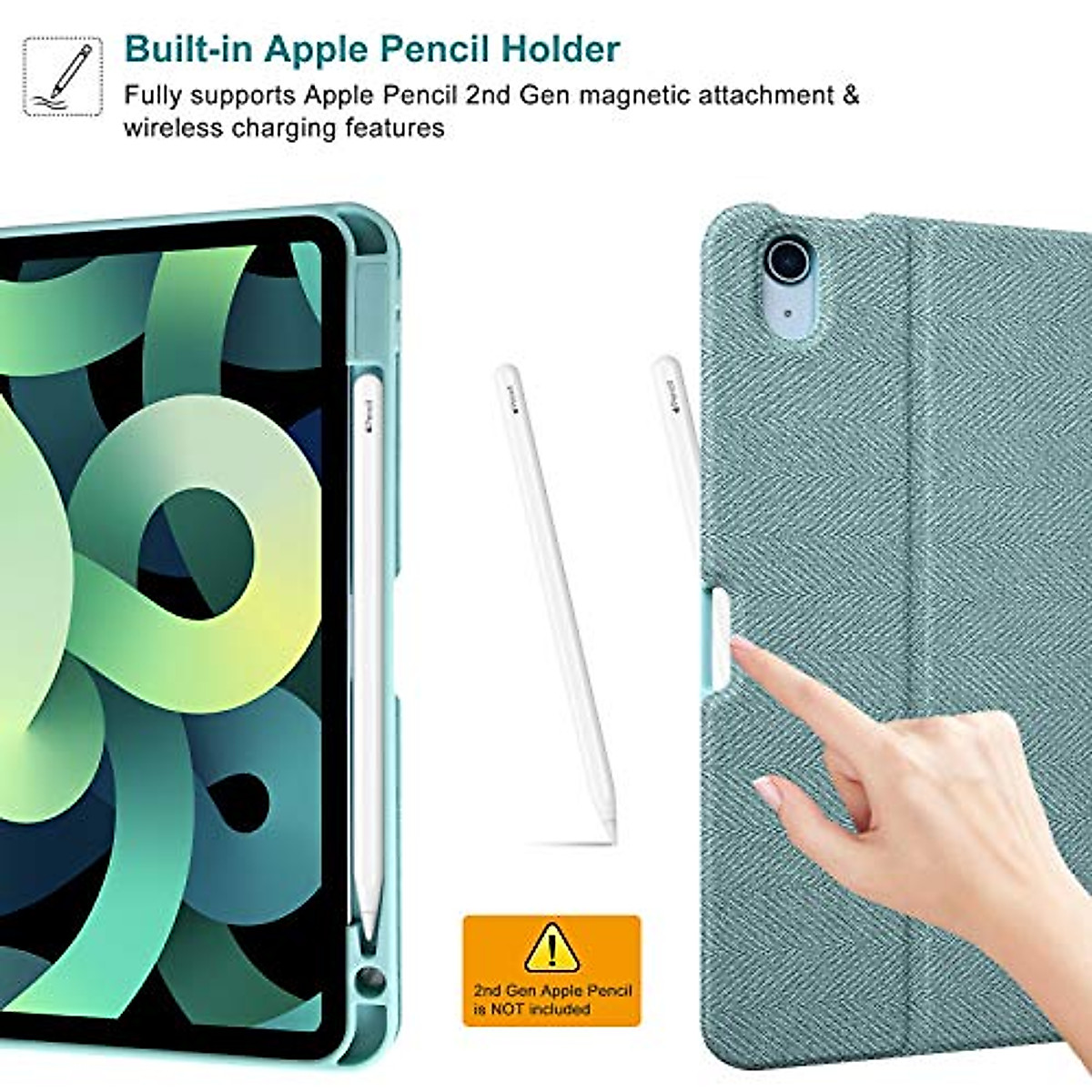 iPad Air 11-inch M2 2024/ iPad Air 5th Gen 10.9 Case with Keyboard,iPad Air 4th Gen 2020,iPad Pro 11 2018 with Detachable Wireless Bluetooth Keyboard case with Pencil Holder(Sky Blue)