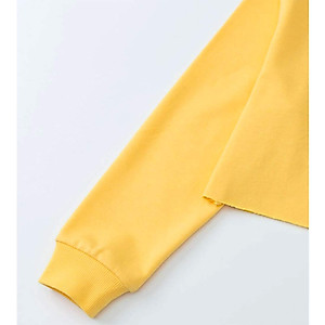 G-Amber Girls Crop Tops Sweatshirts Kids Cute Long Sleeve Printings Fashion Pullover Shirt I'd Rather Be Sleeping Yellow