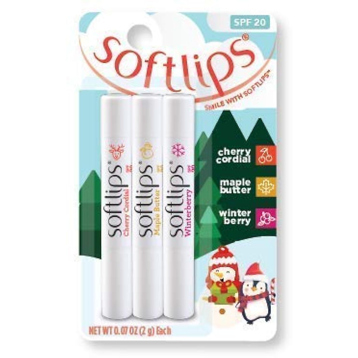 Softlips Limited Edition Christmas Set SPF20, Cherry Cordial, Maple Butter, Winter Berry