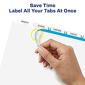 Avery 5-Tab Binder Dividers, Easy Print & Apply Clear Label Strip, Index Maker, White Tabs, 50 Sets (11556)