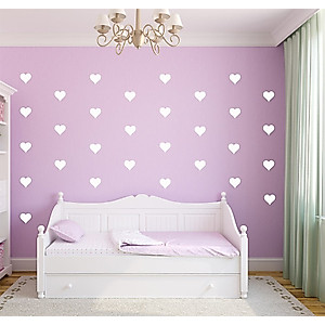Set of 96 Pieces 2" Heart Wall Decor Sticker DIY Children's Wall Decor Decals Removable Vinyl Kids Room Baby Boys Grils Bedroom Wall Sticker YYU-19 (White)