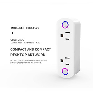 Smart Plug Two Socket with Power Energy Monitoring 16A WiFi Outlet Tuya APP Alexa and Google Home Compatible Wireless Remote Control 2.4GHz Wi Fi Timer White