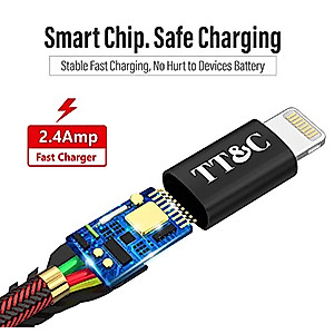 TT&C Short iPhone Cable 6 inch Charger Sync and Charging Data Cord for iPhone 14/14 Pro/ 14 Pro Max/ 13/13 Pro / 12/11/ Xs/Xs Max/Xr/X/ 8 Plus/iPad (Red)